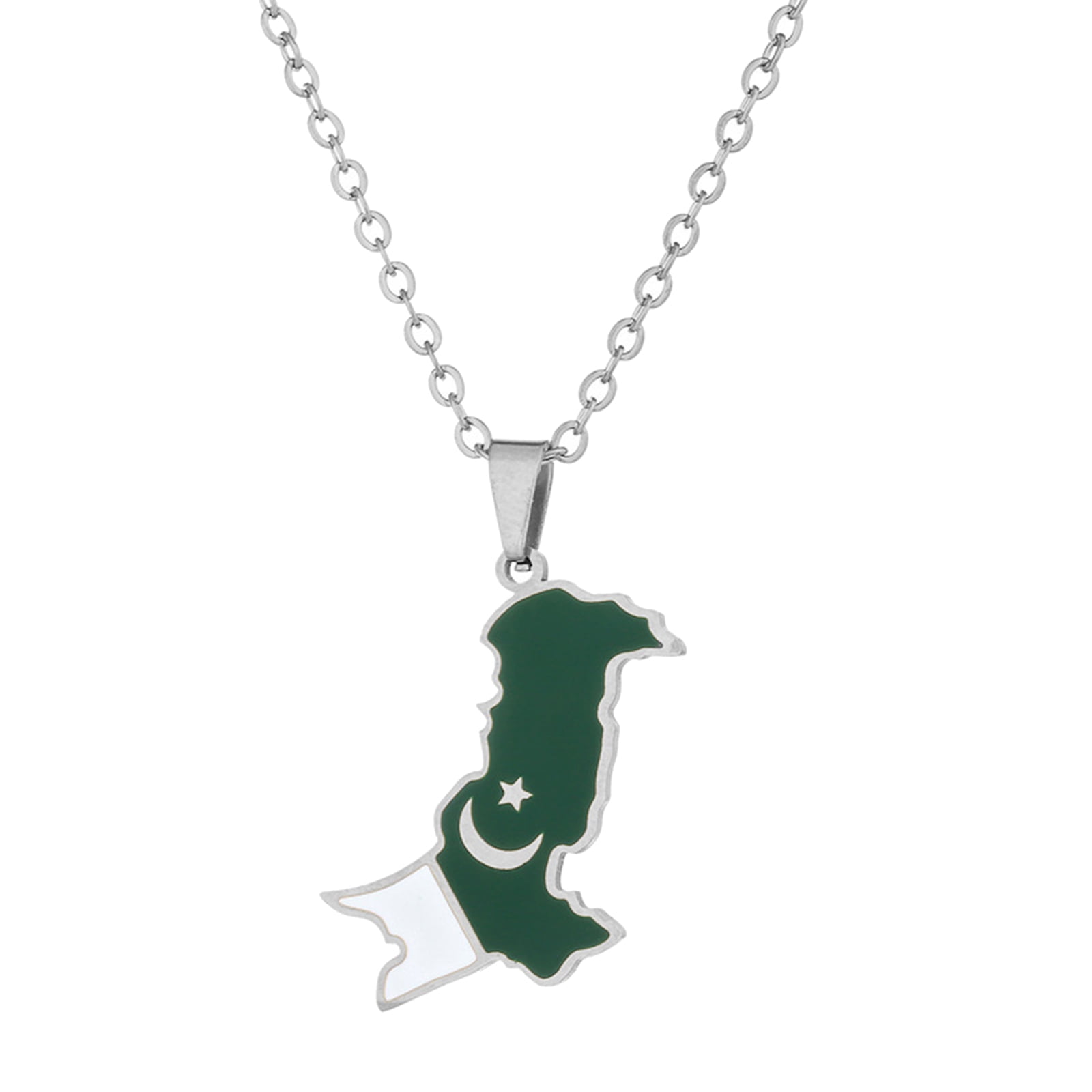 Stainless Steel Clavicle Chain Pakistan Map Pendant Necklace National ...