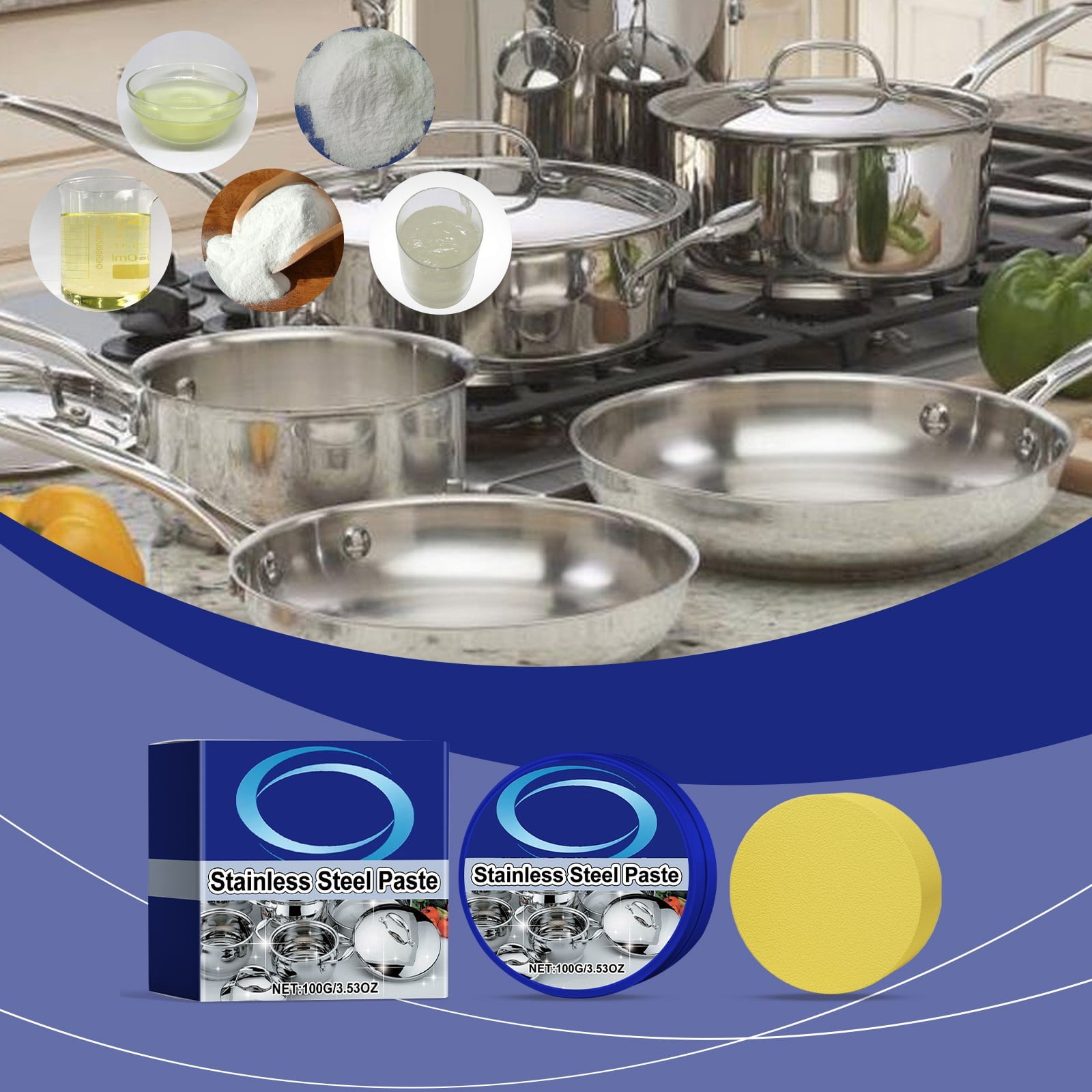 Stainless Steel Cleaner Paste for Pots Pans Cookware - Heavy Duty Burn ...