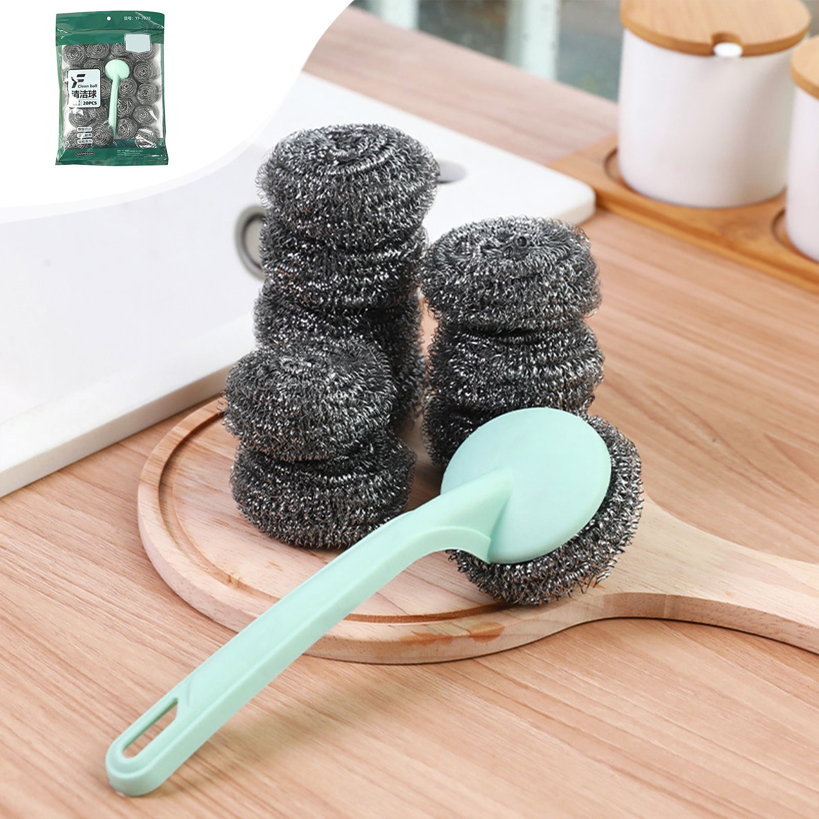 Stainless Steel Cleaning Ball Set | Large Wire Scrubber Brush with ...