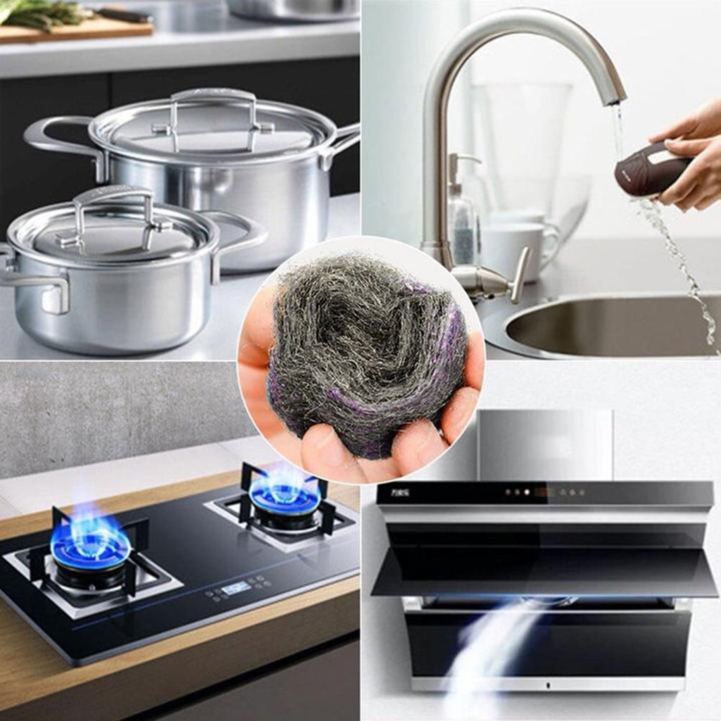 Stainless Steel Cleaning Balls 10-Pack Soap-Infused Scouring Pads Rust ...