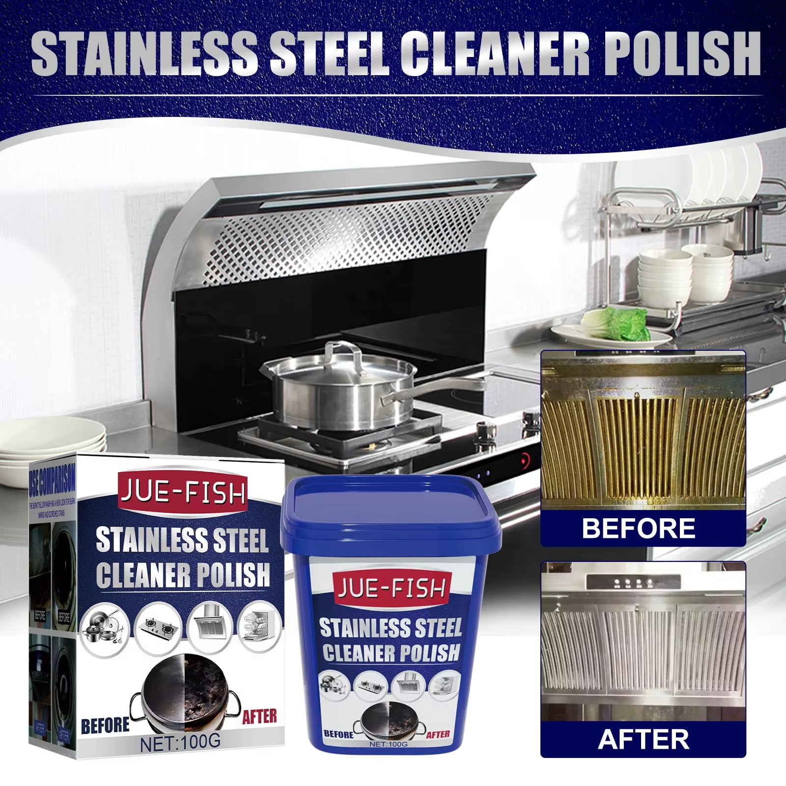 Stainless Steel Cleaning Paste - Heavy-Duty Stain & Rust Remover for ...