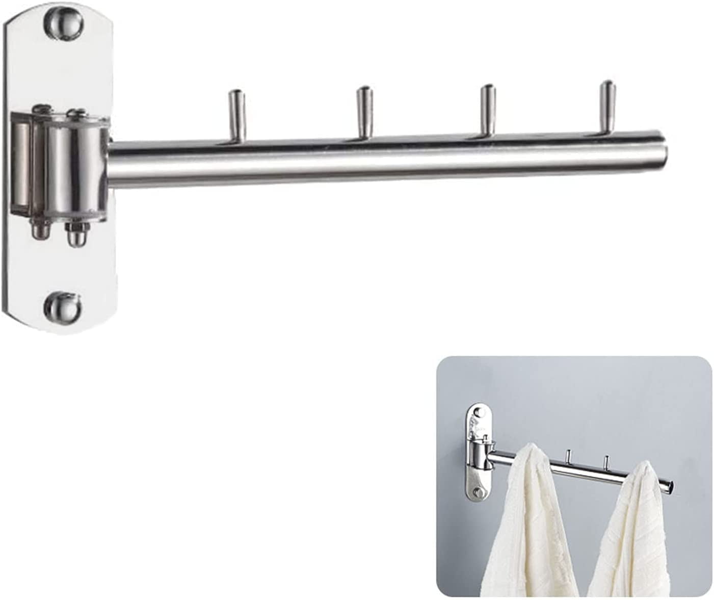 Stainless Steel Coat Hooks Wall Clothes Rack Foldable Towel Rail ...
