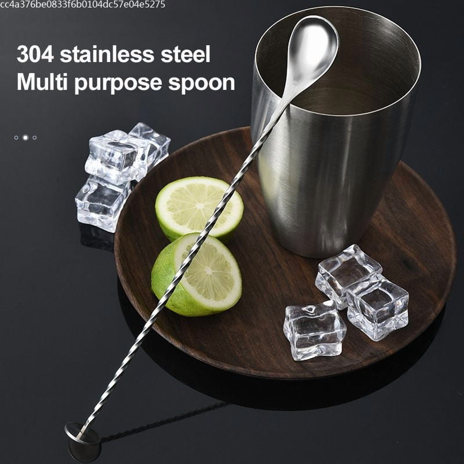 Stainless Steel Cocktail Bar Spoons Spiral Pattern Drink Shaker Muddler ...