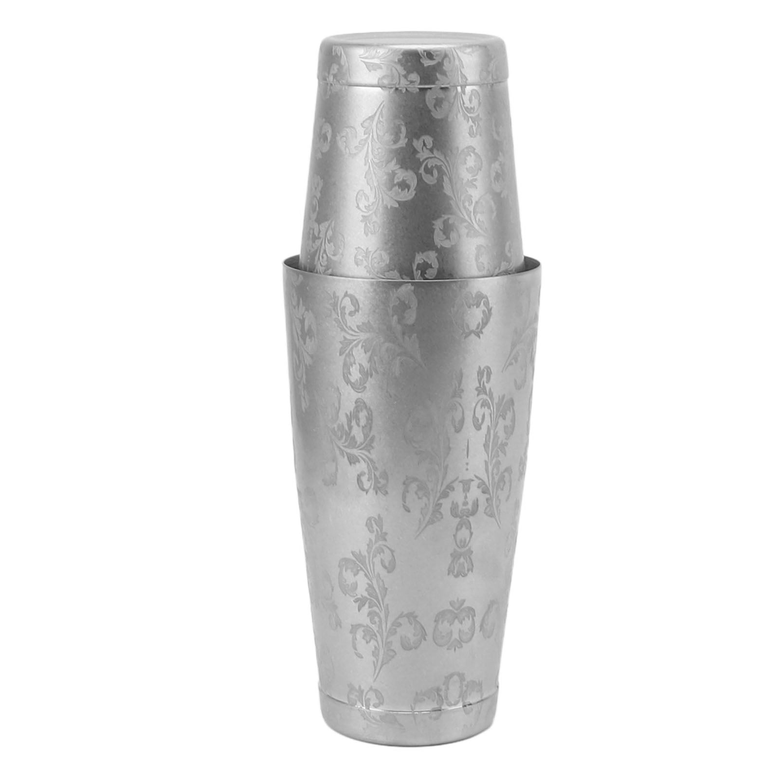 Stainless Steel Cocktail Shaker Set - Boston Style with Leaf Pattern ...