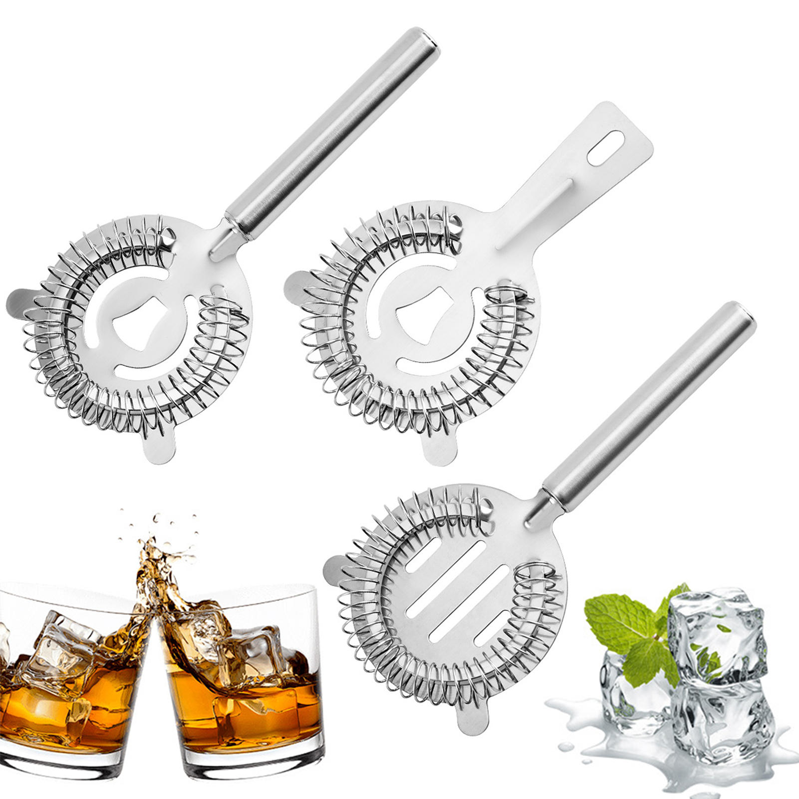 Stainless Steel Cocktail Strainer Ice Filter Bar Tool Tea Sieve ...
