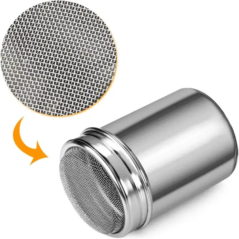 Stainless Steel Cocoa Flour Coffee Sifter Flour Sugar Icing Mesh Sifter ...
