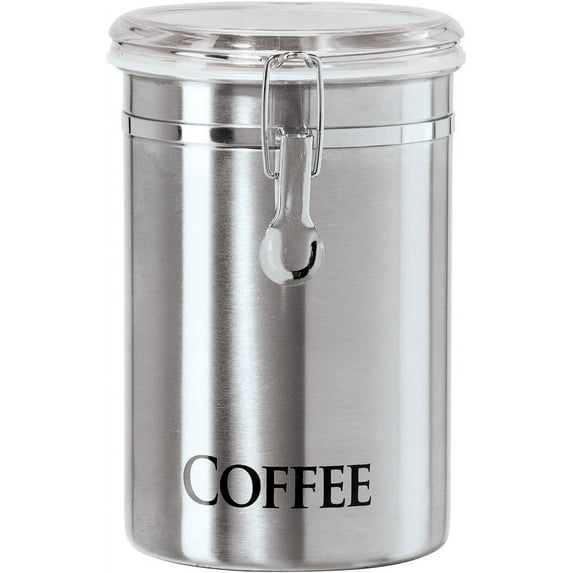 Stainless Steel Coffee Canister 62 fl oz - Airtight Clamp Lid, Clear ...