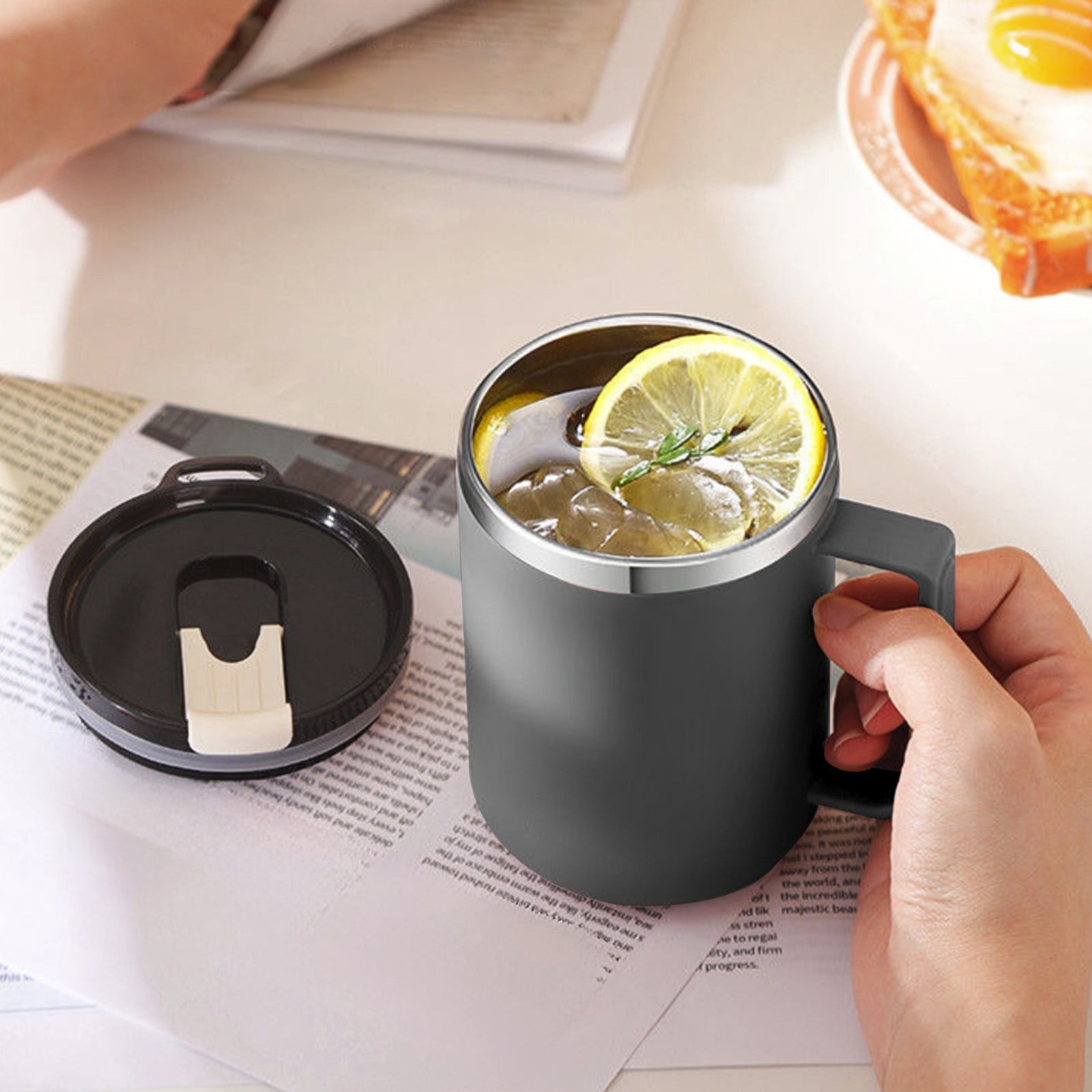 Stainless Steel Coffee Cup Insulated Sealed Leak Proof Lid Double Wall ...