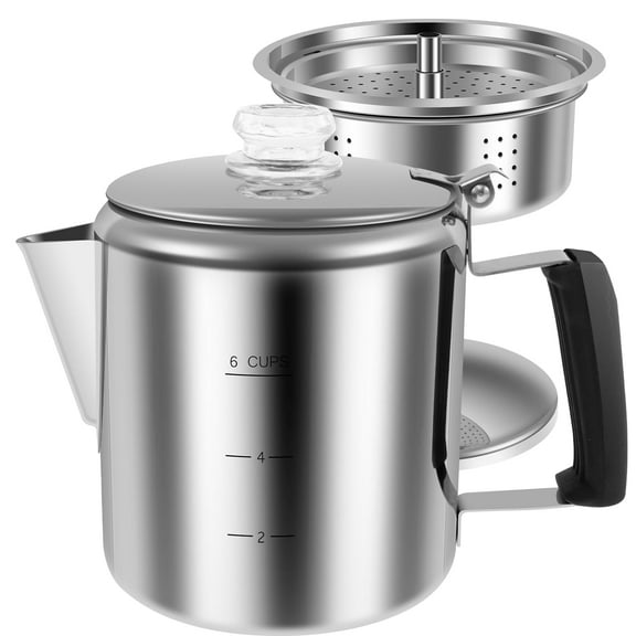 Coletti Stainless Steel Percolator Coffee Pot 6 Cup Camping Stove Top ...