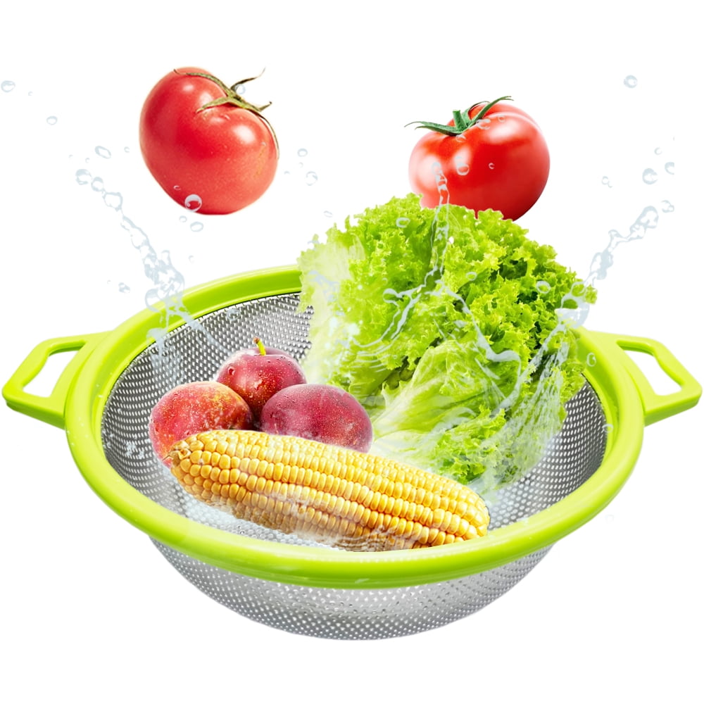 Stainless Steel Colander With Handle and Legs Green Large Metal ...