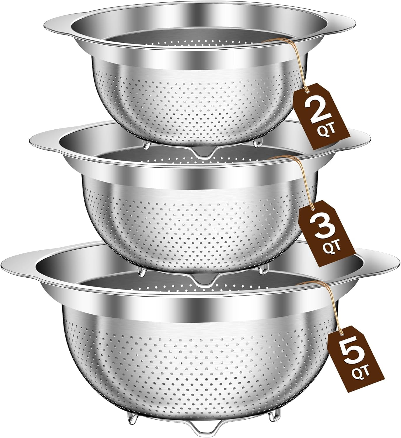 Stainless Steel Colander for Kitchen, Stainless Steel Strainer, Pasta ...
