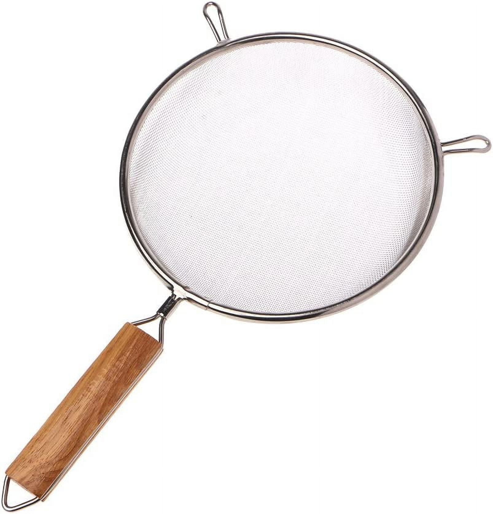Stainless Steel Colander Skimmer Kitchen Sieve Wooden Handle for ...