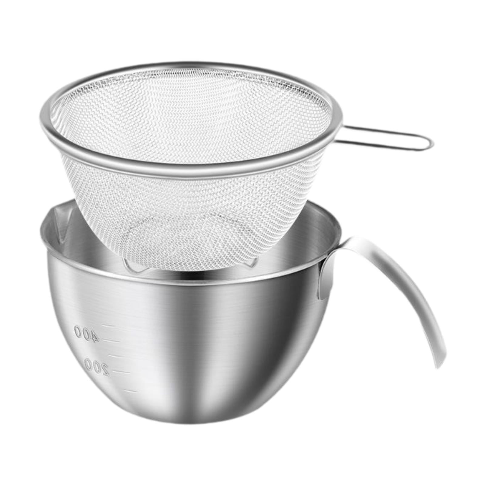 Stainless Steel Colander Strainer Basket Mixing Bowl Set Fine Mesh Tiny ...