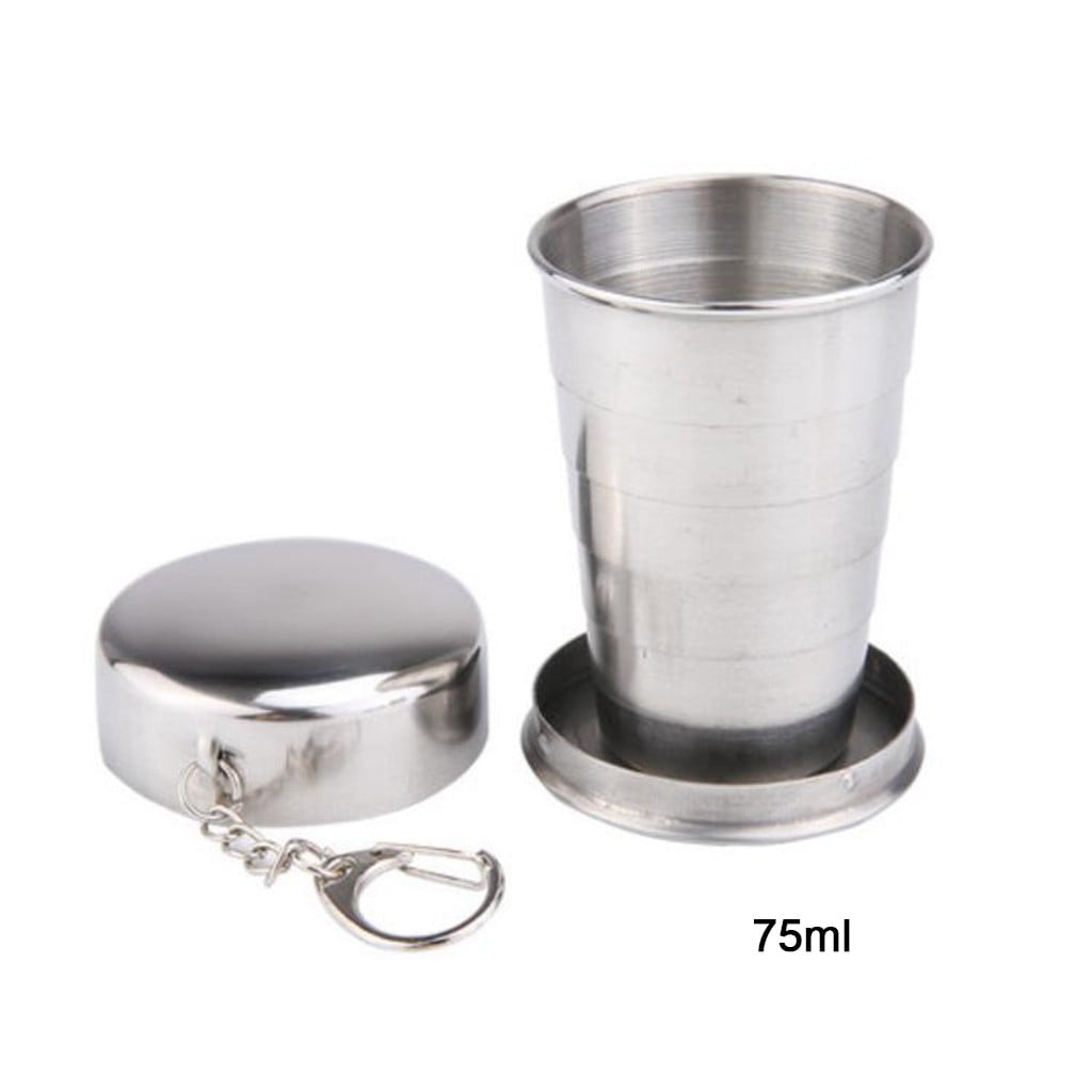 Stainless Steel Collapsible Travel Cup with Lid and Keychain, Portable ...