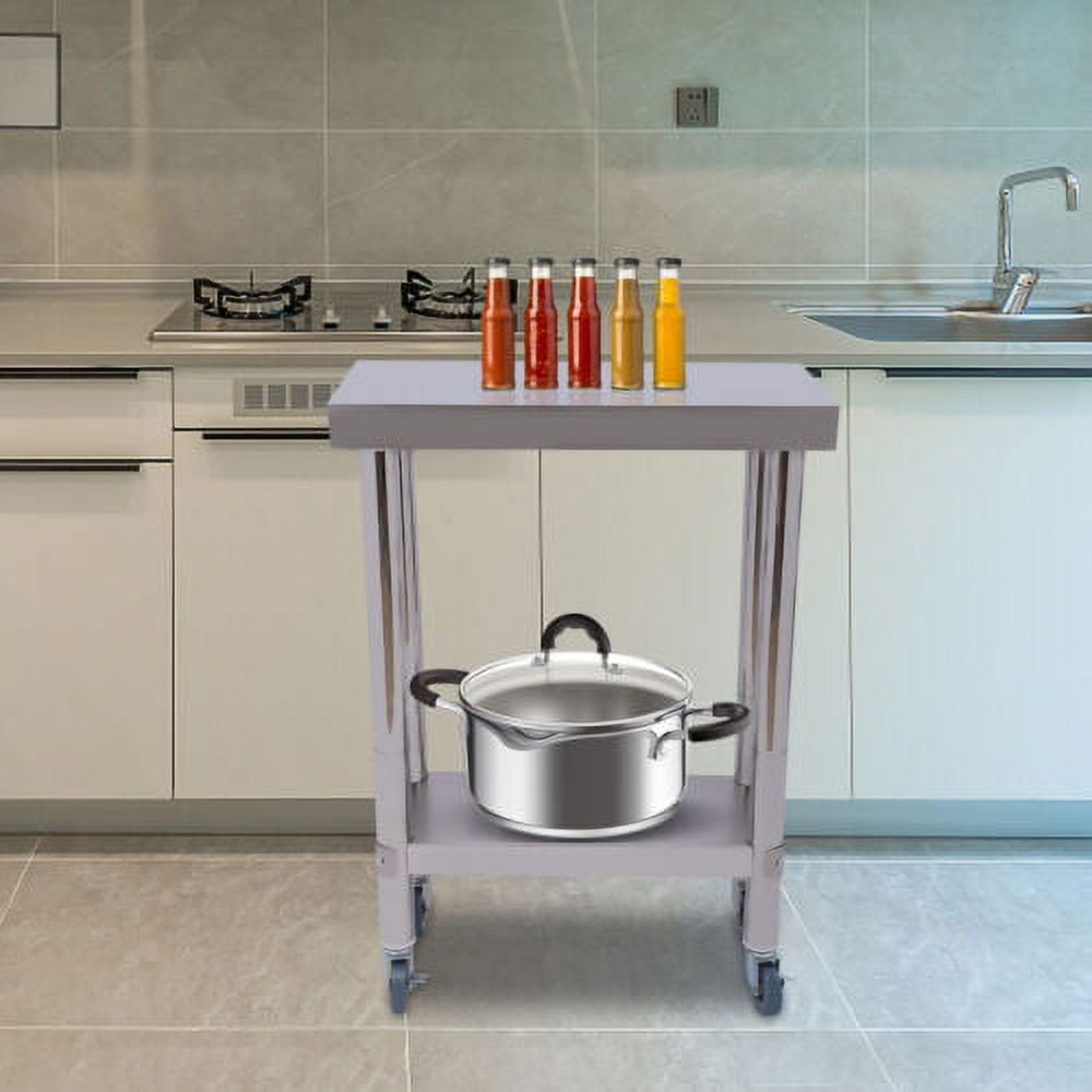 Stainless Steel Commercial Kitchen Work Food Prep Table w/ Casters 60* ...