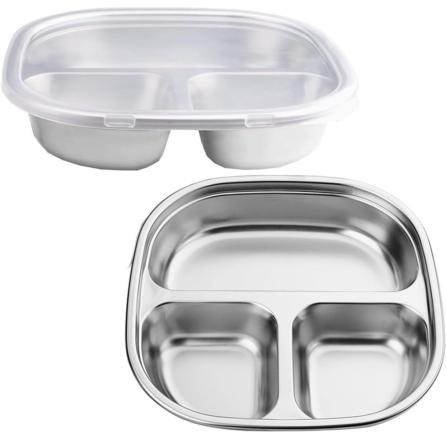 Stainless Steel Compartment Plate,Bexikou 3 Compartments Divided Plate ...