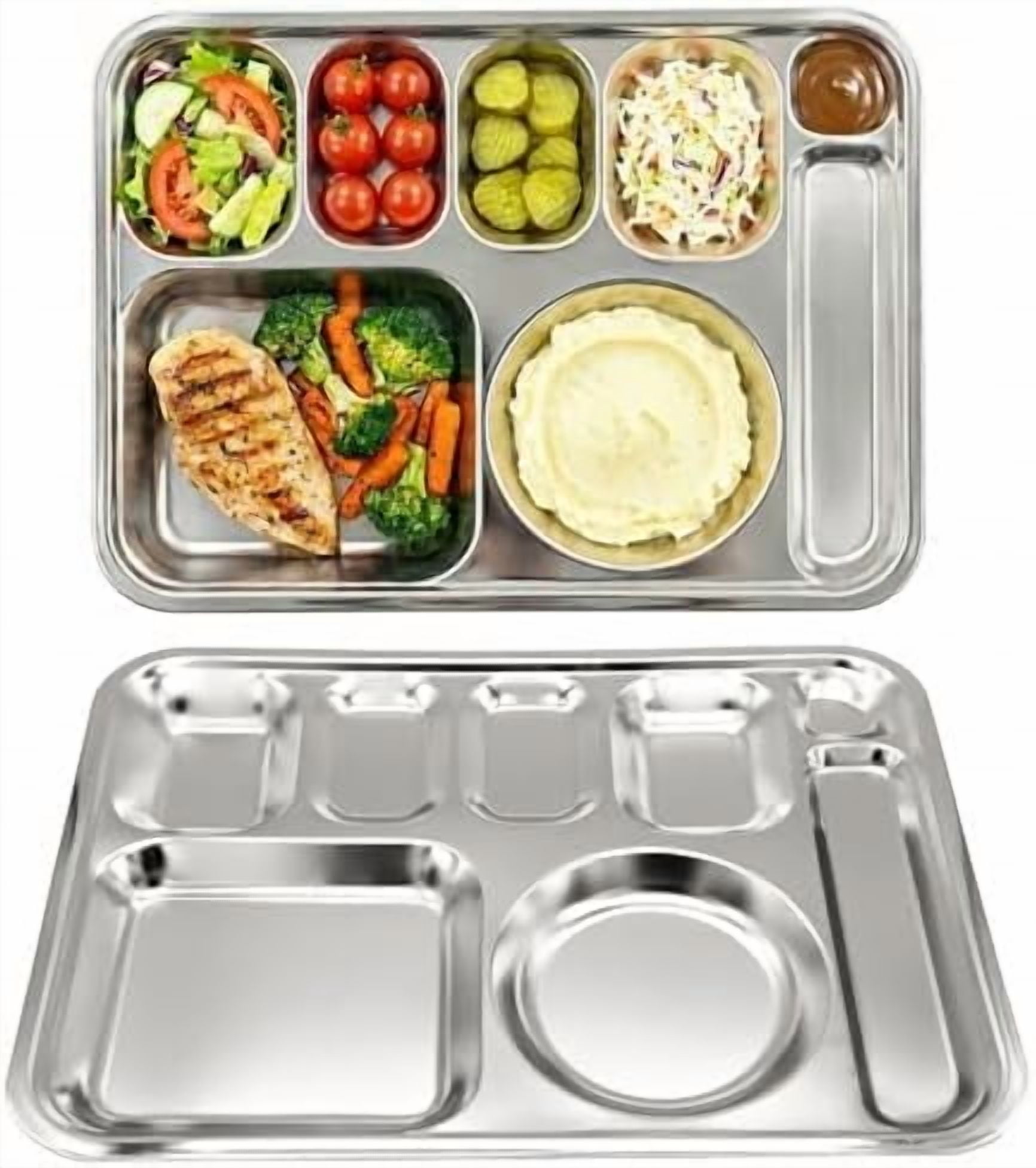 Stainless Steel Compartment Plates with Cutlery Section for Adults ...