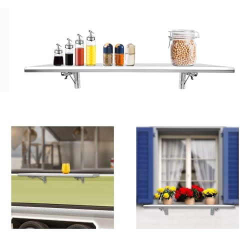 Stainless Steel Concession Shelf 48" L x 12" W, Folding Food Serving ...