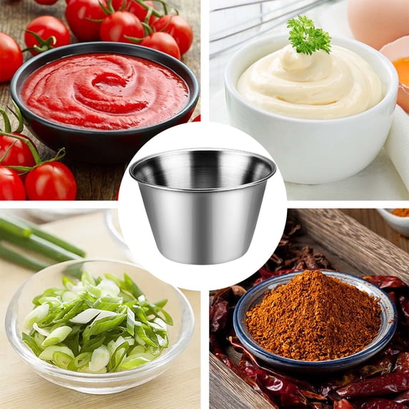 Stainless Steel Condiment Cups for Sauces and Dips, Dishwasher Safe ...