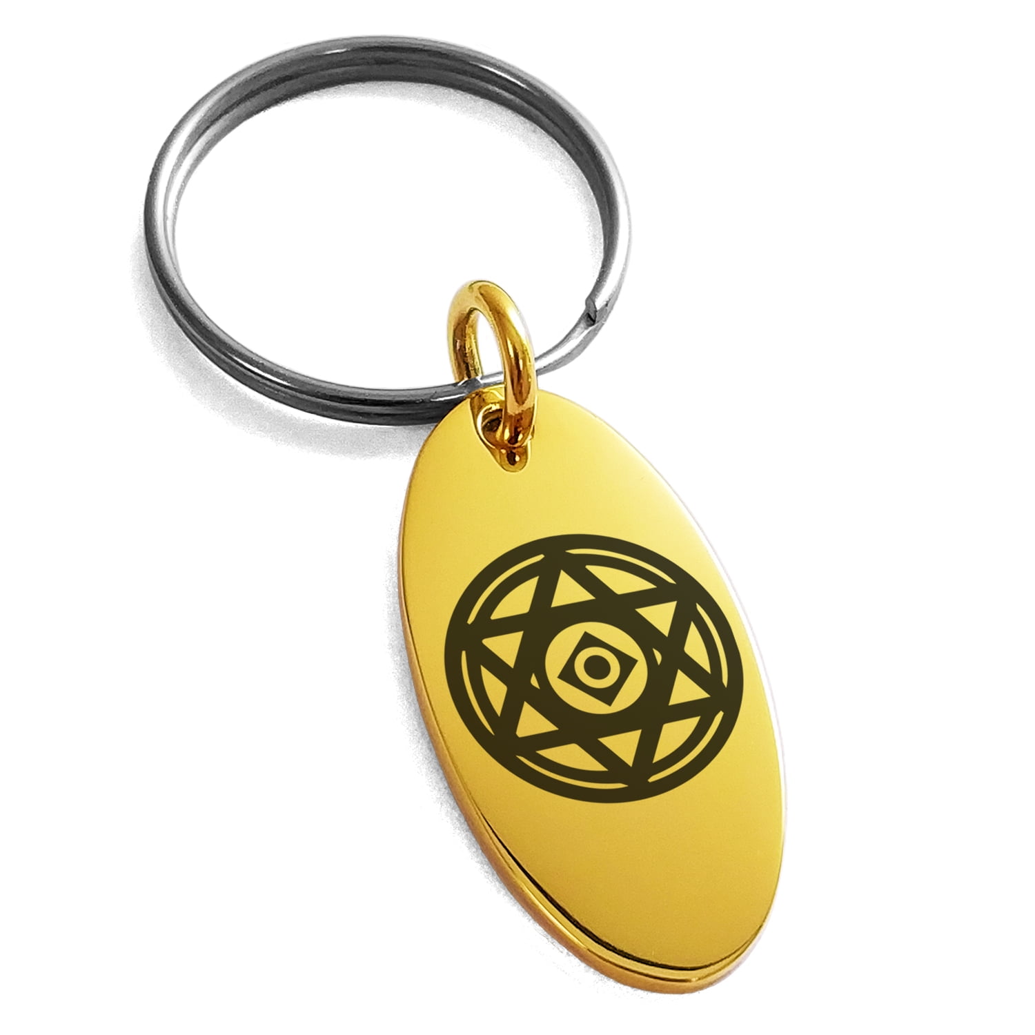 Stainless Steel Conjuration Magic Rune Engraved Small Oval Charm ...