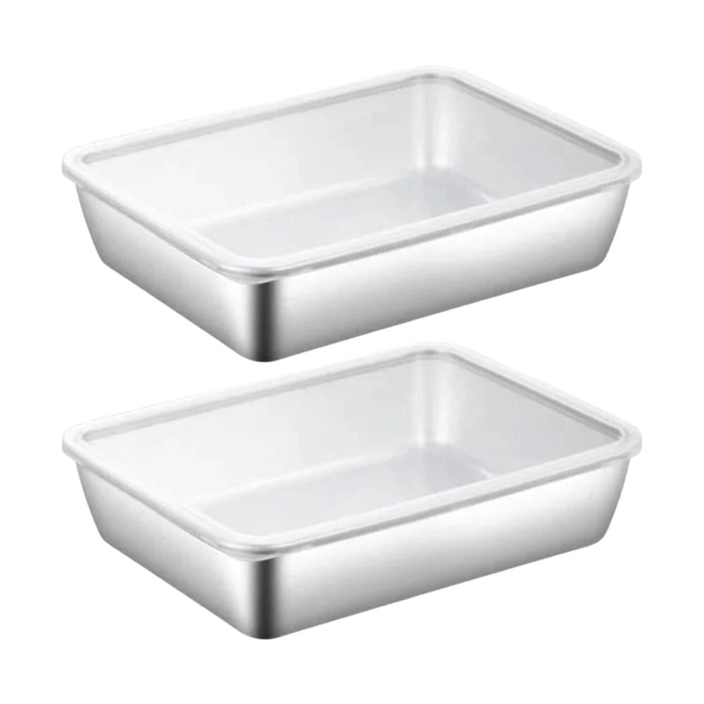 Stainless Steel Containers | 2pcs Steel Food Storage | Multipurpose Pan ...