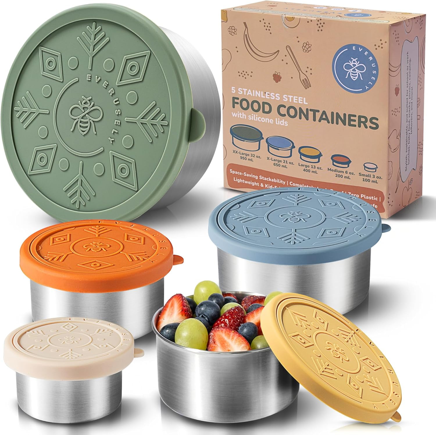 Stainless Steel Containers with Lids, Leakproof Stainless Steel Food ...