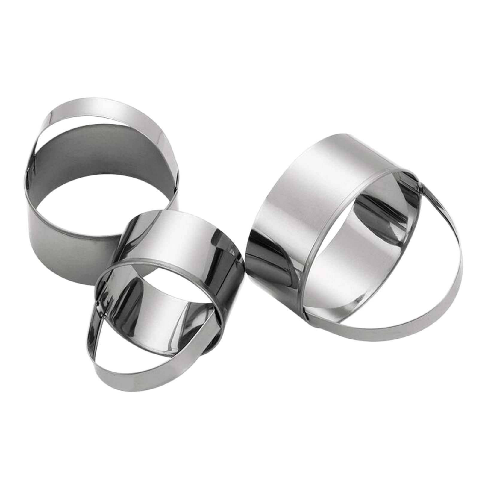 Stainless Steel Cookie Cutter with Handle 3 Piece Set Of Round Flat ...