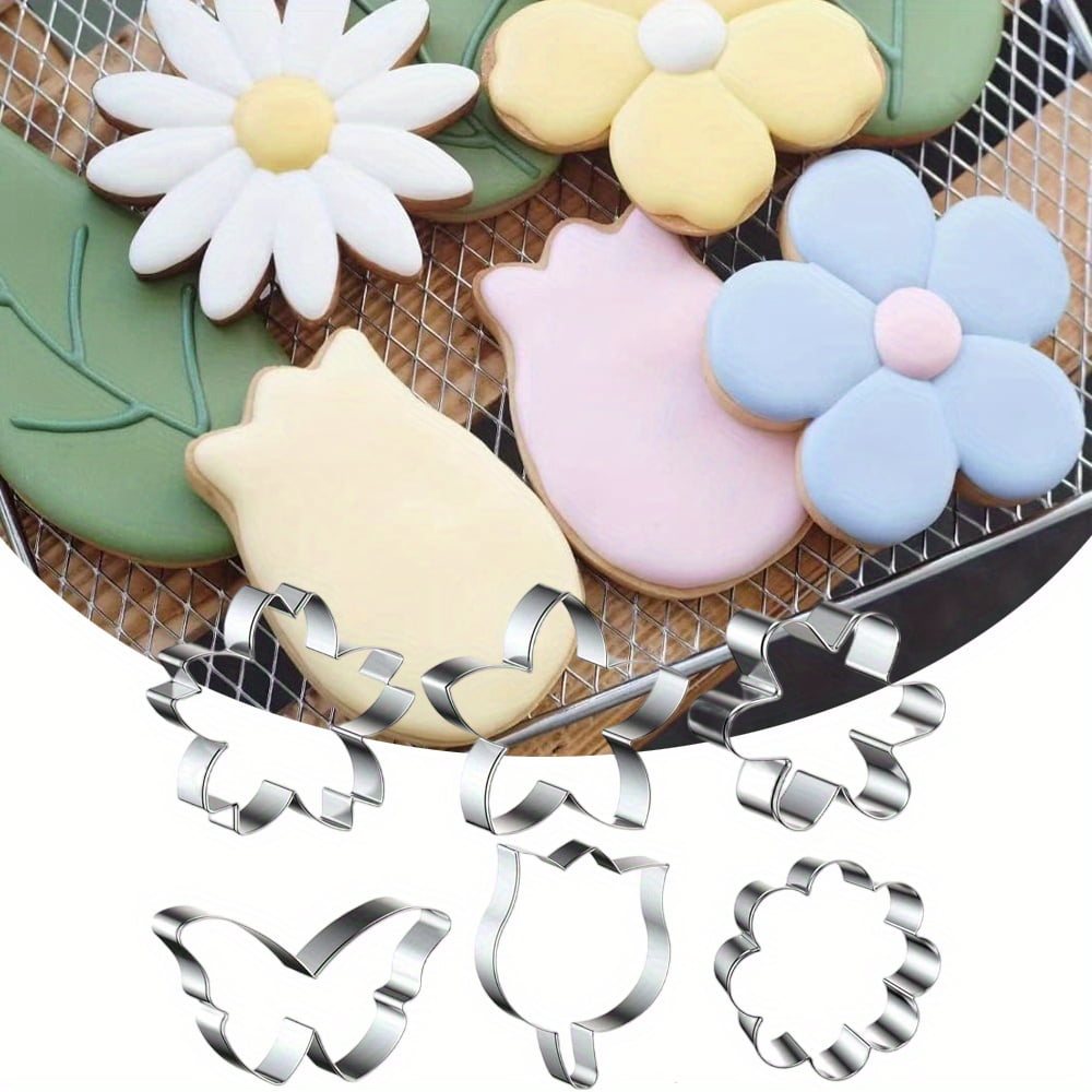 Stainless Steel Cookie Cutters 6PCS Set - 3 Inch Flower Shapes ...