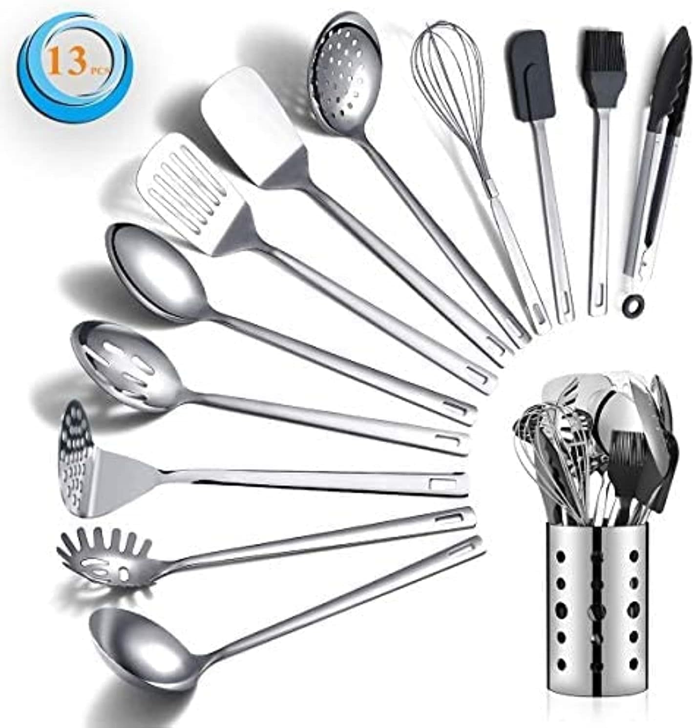 Stainless Steel Cooking Utensils Set, 13 Pieces Kitchen Utensils Set ...