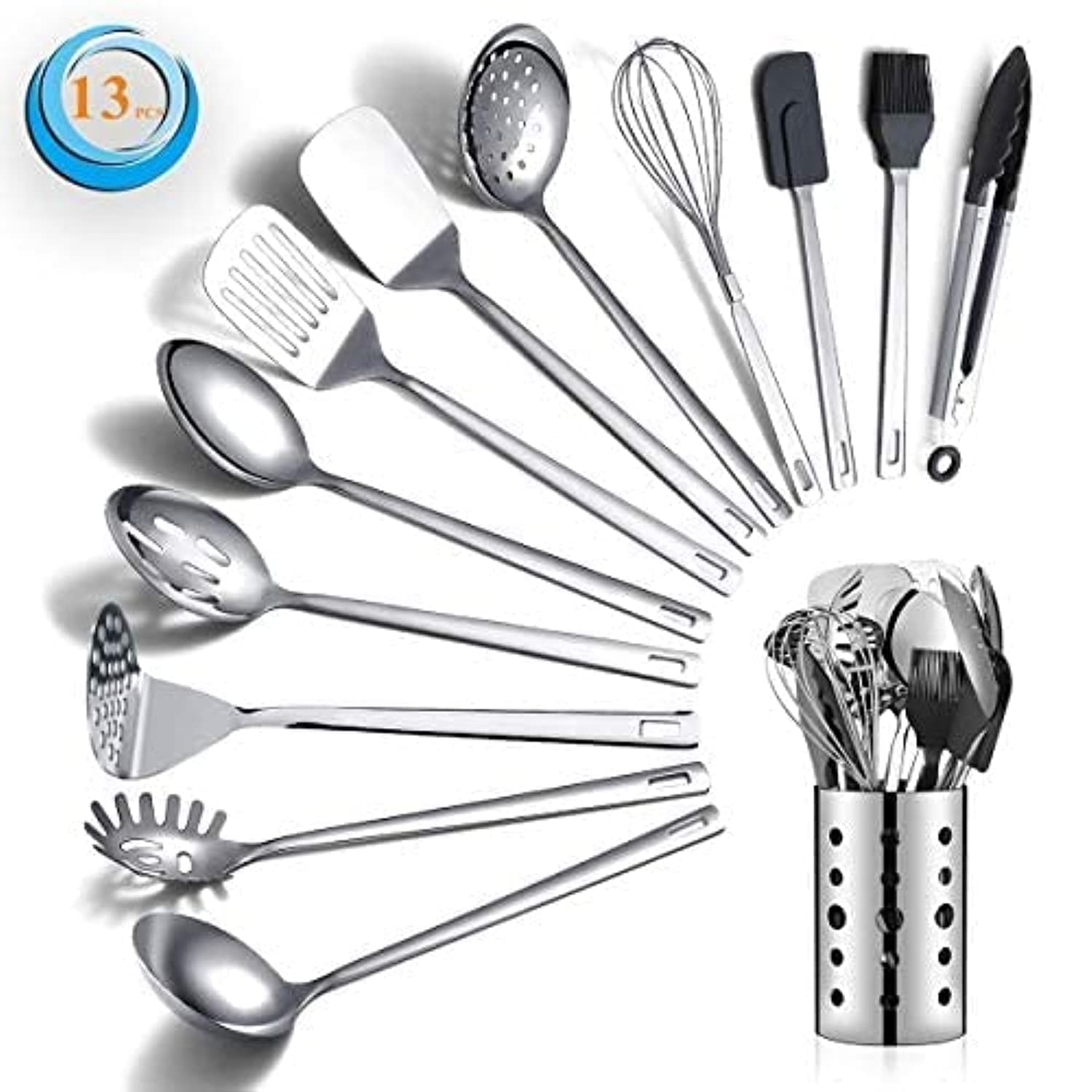 Stainless Steel Cooking Utensils Set, 13 Pieces Kitchen Utensils Set ...