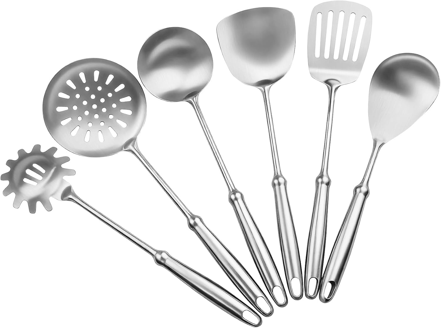 Stainless Steel Cooking Utensils Set,6 PCS Metal Cooking Utensils Set ...