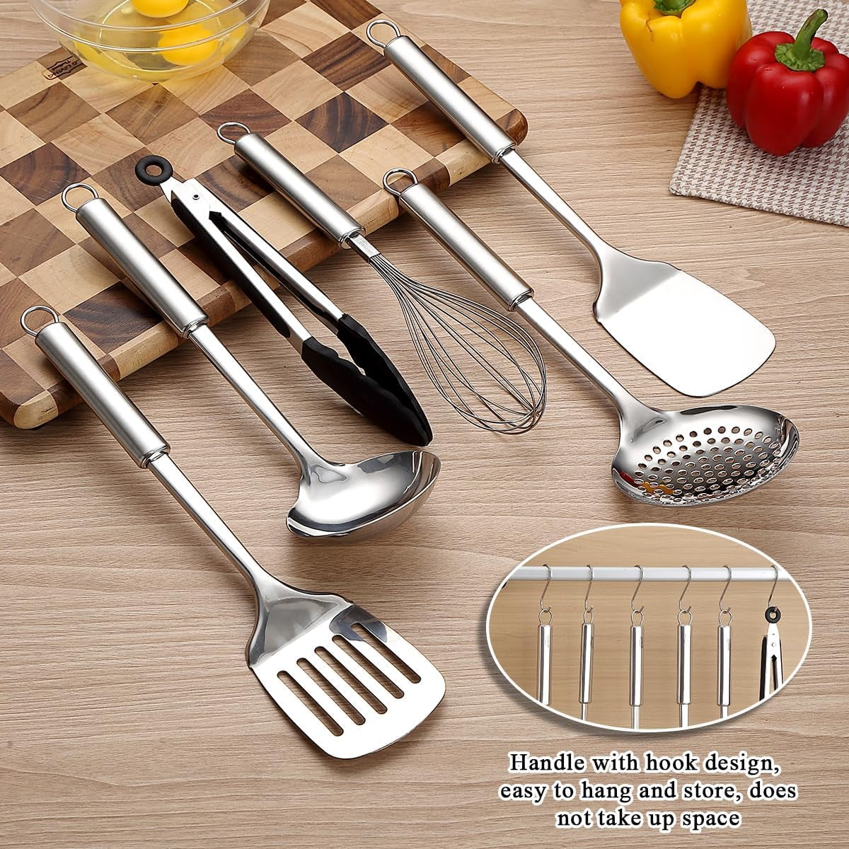 Stainless Steel Cooking Utensils Set 6 Pieces, Kitchen Tools Set ...