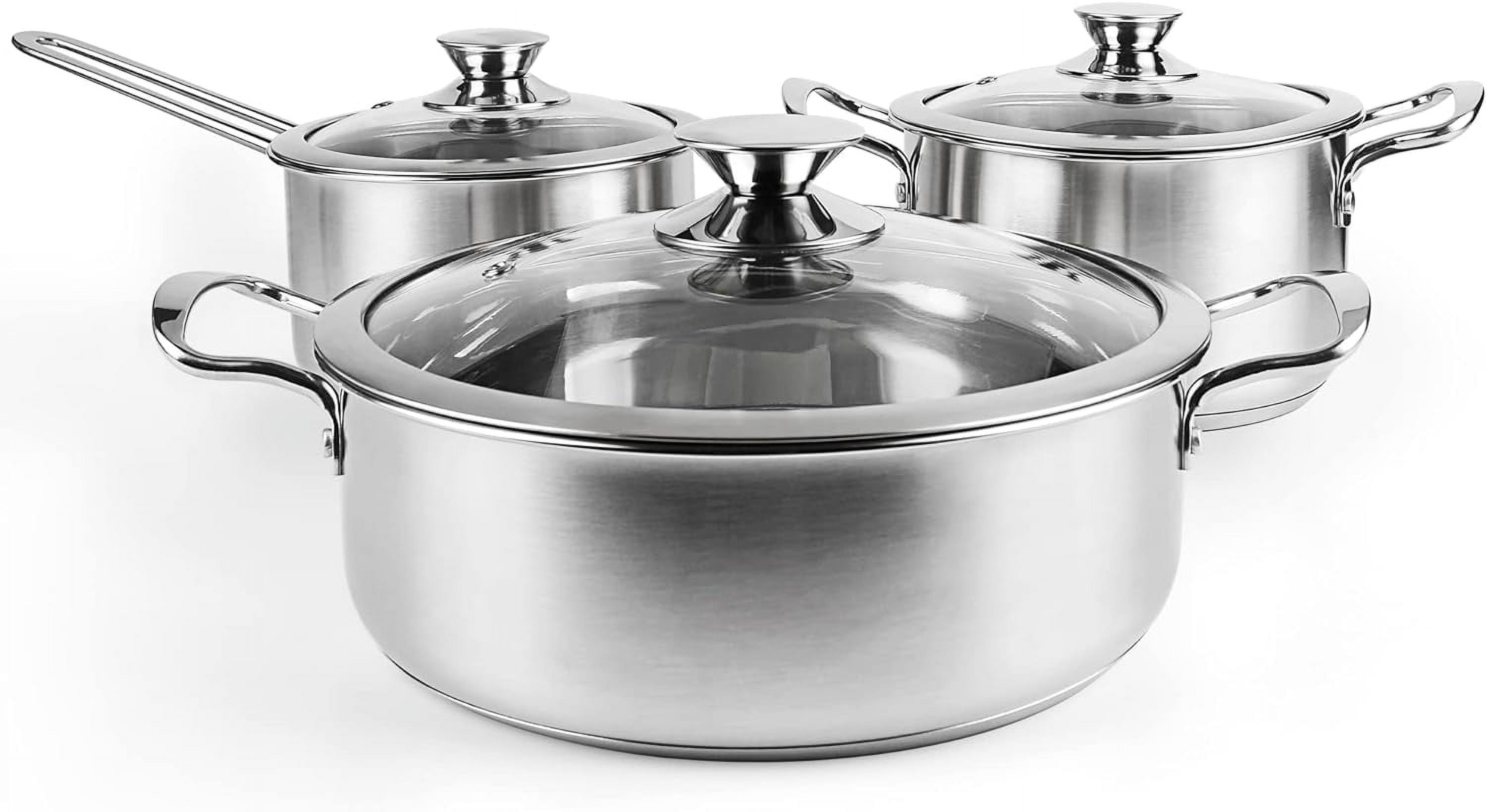 Stainless Steel Cookware Set, 12-Piece Pots and Pans Set, Induction ...