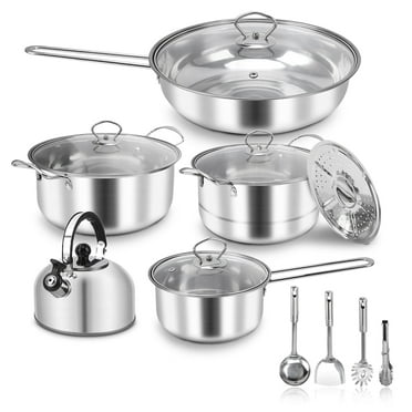 Maxam Professional 28pc Stainless Steel Cookware Set with Pots and Pans ...