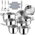 Stainless Steel Cookware Set - 24 count Kitchen Cookware Sets with 3 ...