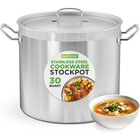 Stainless Steel Cookware Stockpot, 30 Quart Heavy Duty Induction Soup ...
