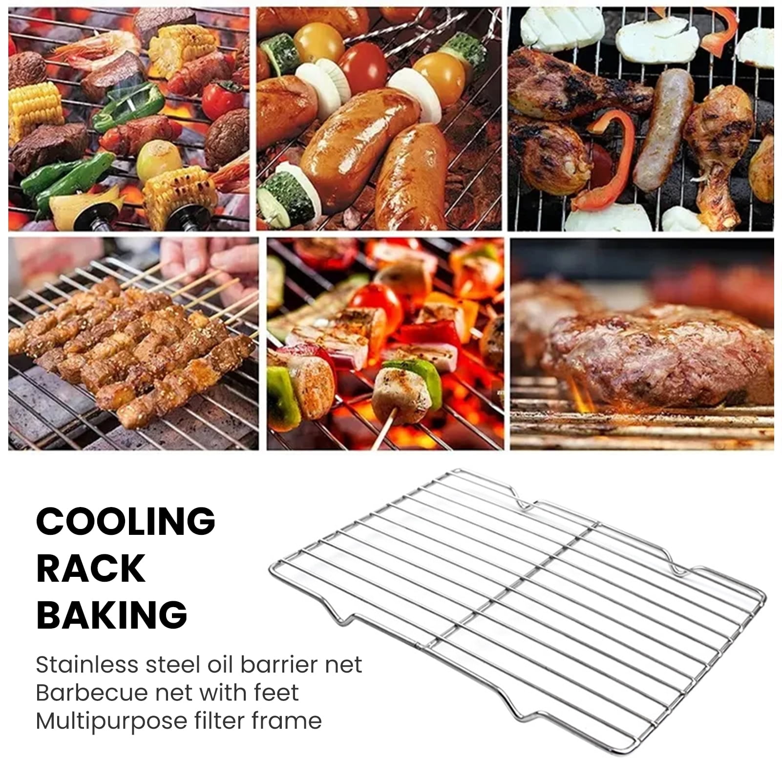 Stainless Steel Cooling Rack Oven Dishwasher Safe Baking Roasting ...