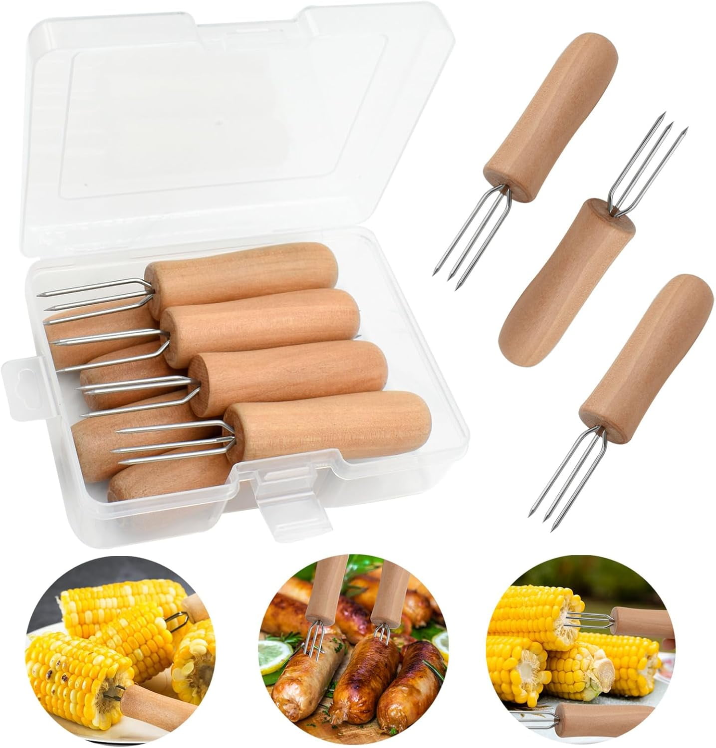 Stainless Steel Corn Holders - Corn on the Grill & Cob Skewers for Home & BBQ Cooking - Walmart.com