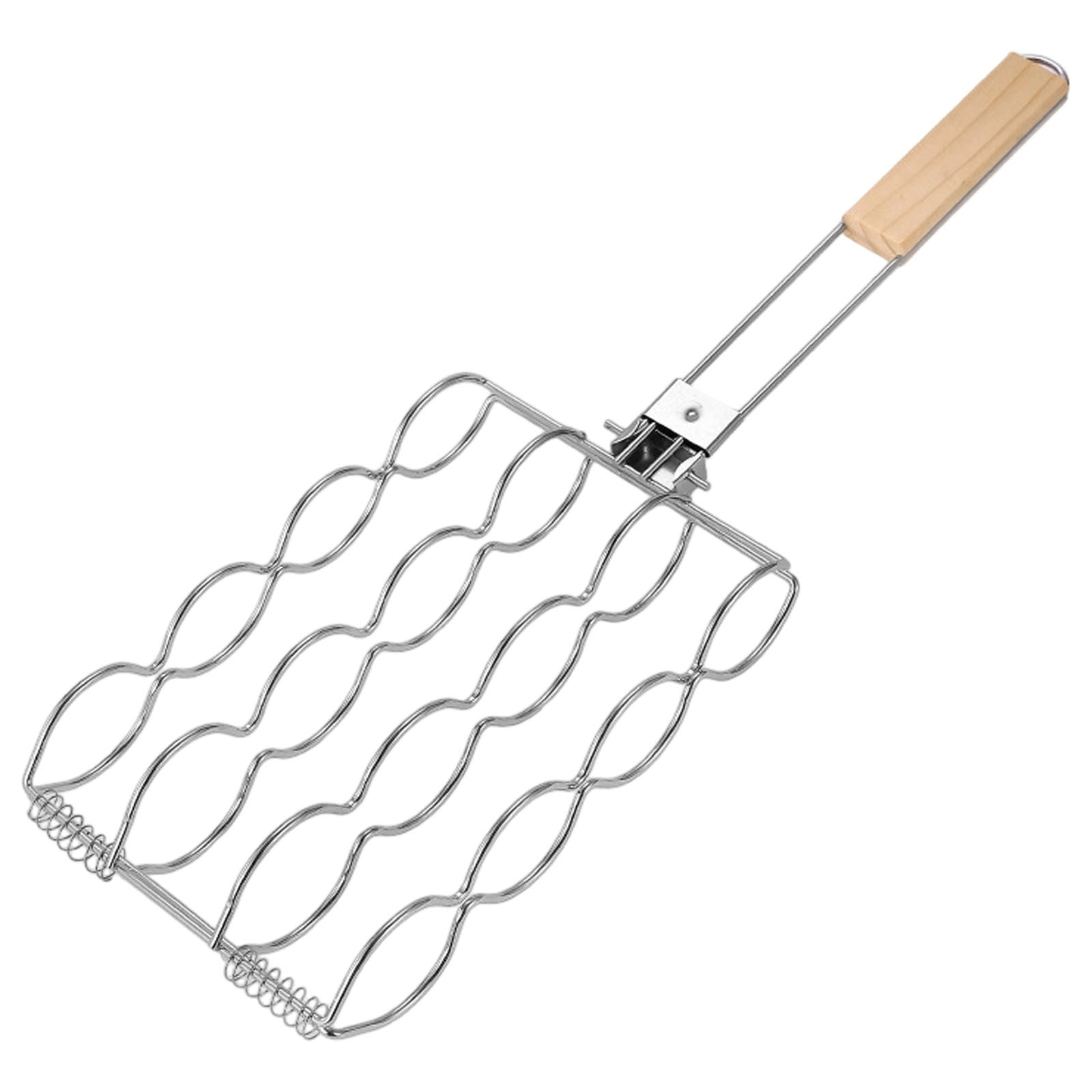 Stainless Steel Corn & Hot-Dog Grill Basket with Foldable Handle ...