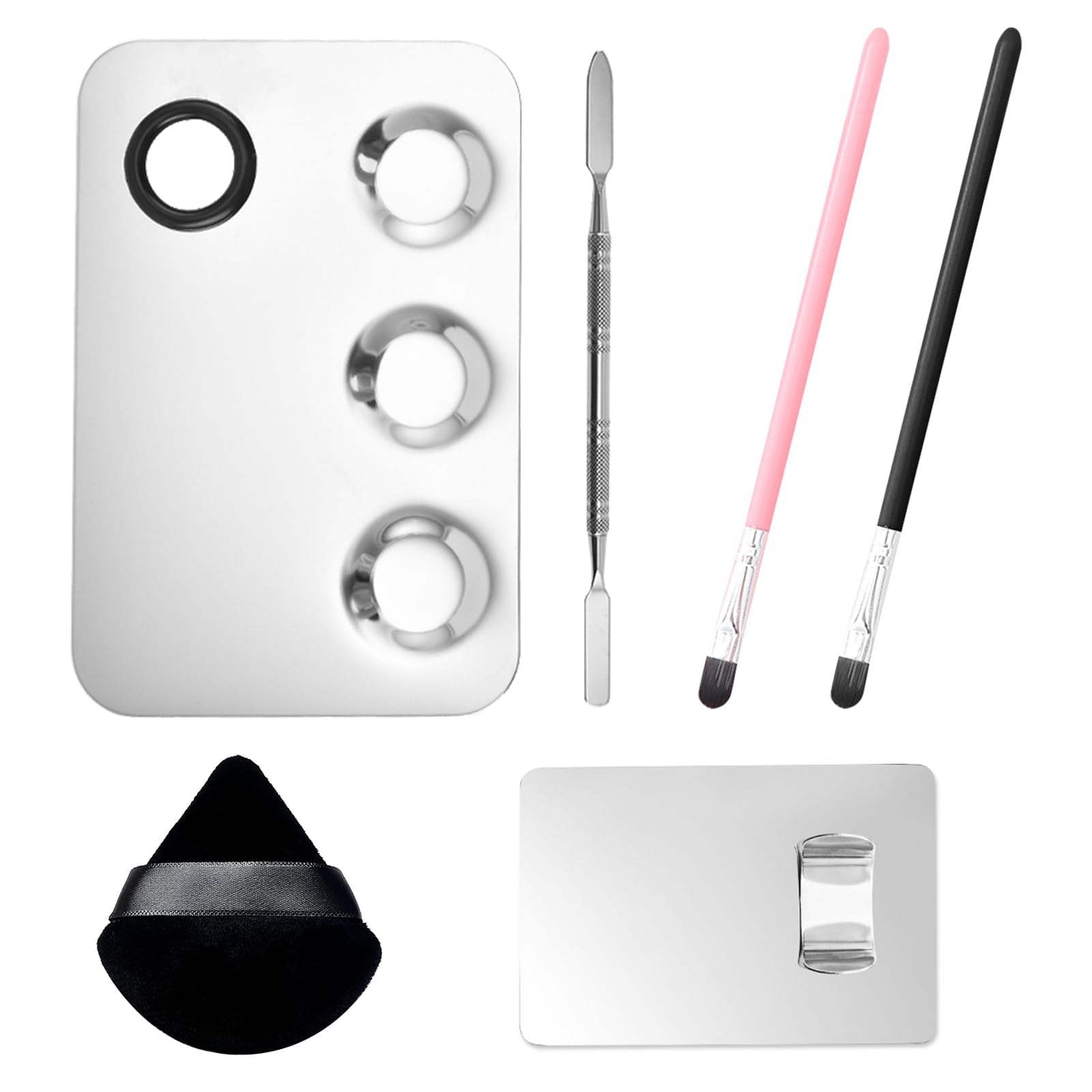 Stainless Steel Cosmetic Palette with Spatula, 3-well Mixing Palette ...