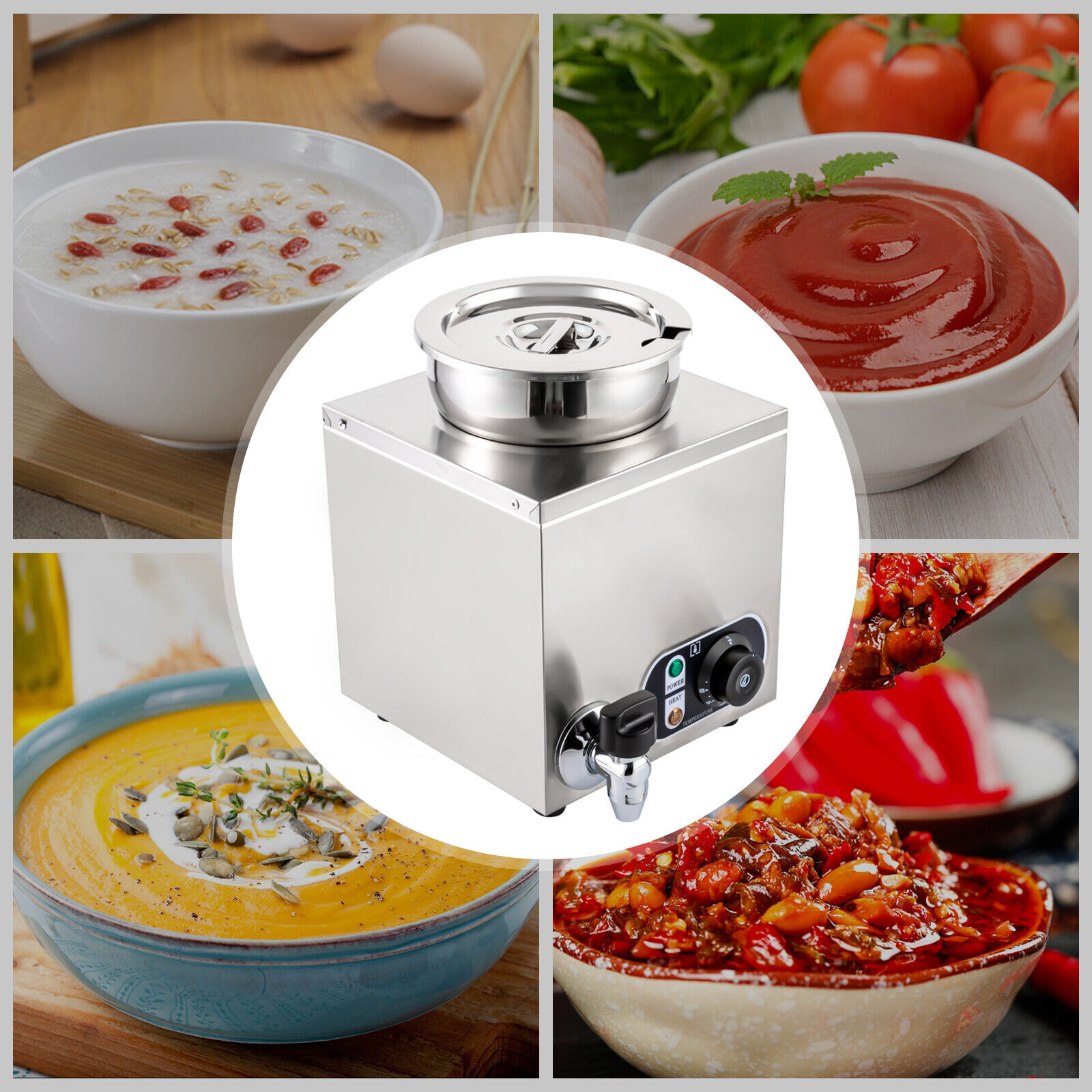 Stainless Steel Countertop Soup Pot, Food Warmer Commercial Soup Warmer ...