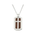 Stainless Steel Cross Cable Wire Dog Tag with Brown Twist Necklace, 24 ...
