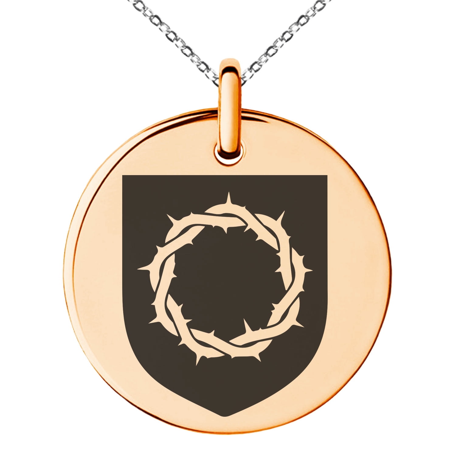 Tioneer Stainless Steel Crown of Thorns Adversity Coat of Arms Shield ...