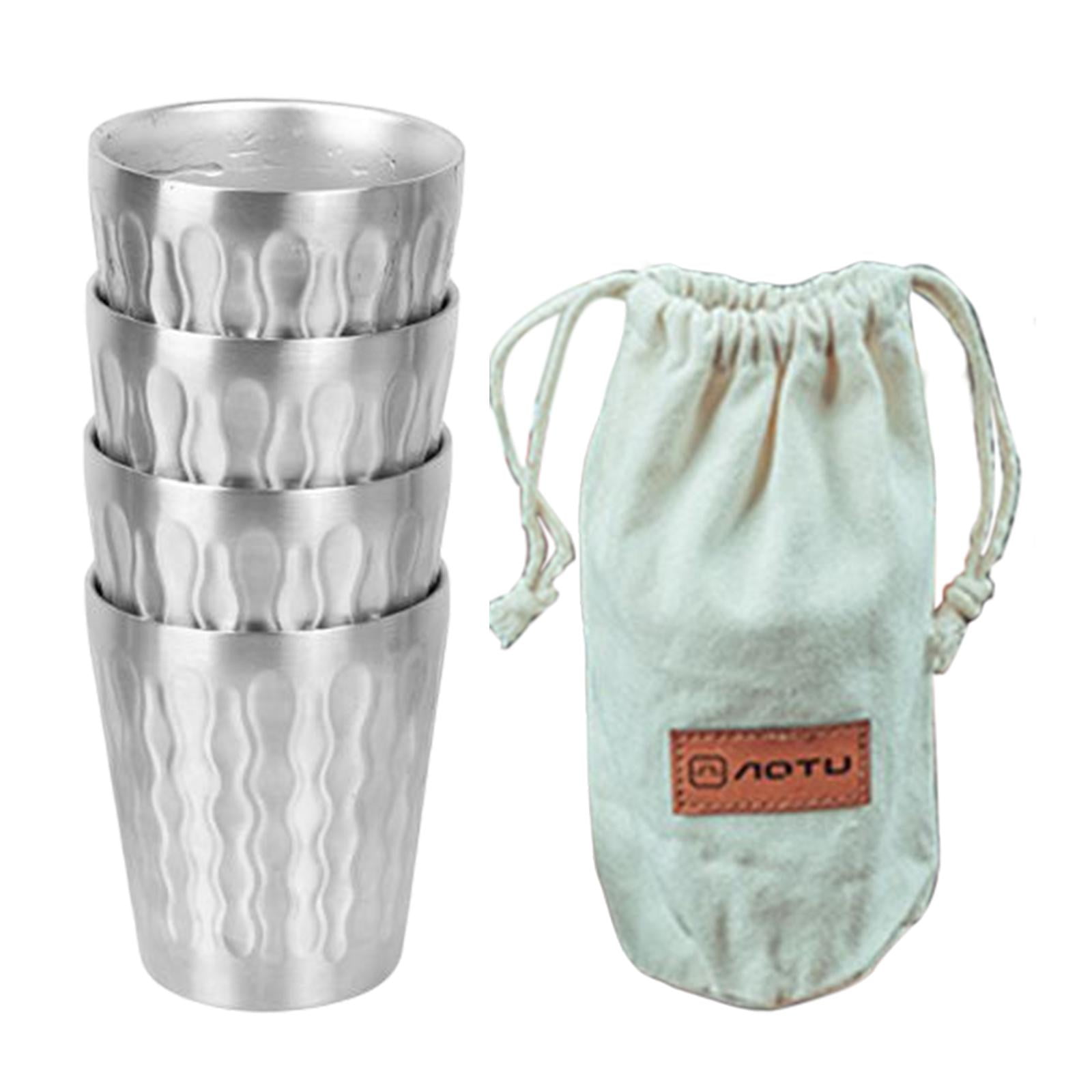 Stainless Steel Cups Double Wall Tumbler Stemless Wide Cup Top Edge ...