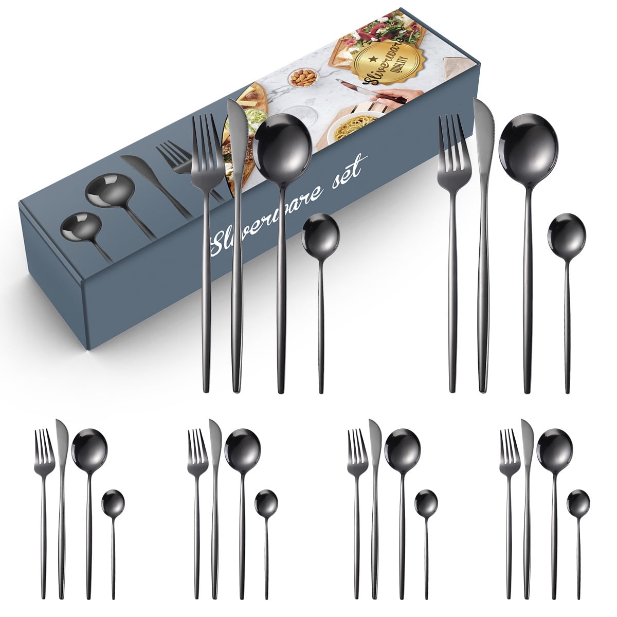 Stainless Steel Cutlery Set 24 Piece Set Pieces Gold Creative Western ...