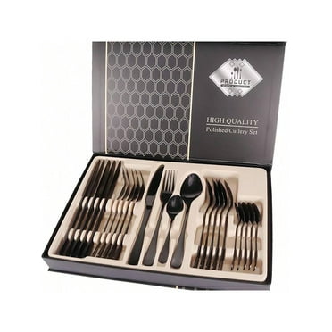 Ozarke Royal Cutlery Set, Stainless Steel Matte Gold and Blue (Set of ...