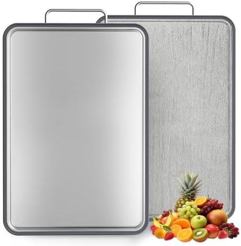 Stainless Steel Cutting Board (17x11"), Large Heavy Duty Double Sided ...