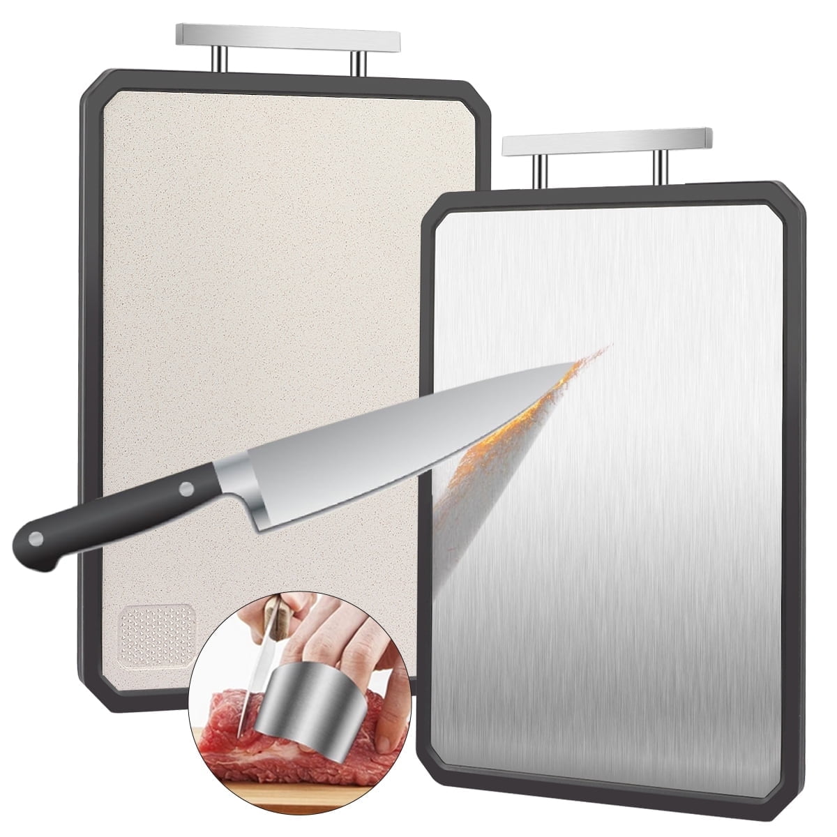 Double-Sided Cutting Board, AOKIWO Large Cutting Boards with Handle ...