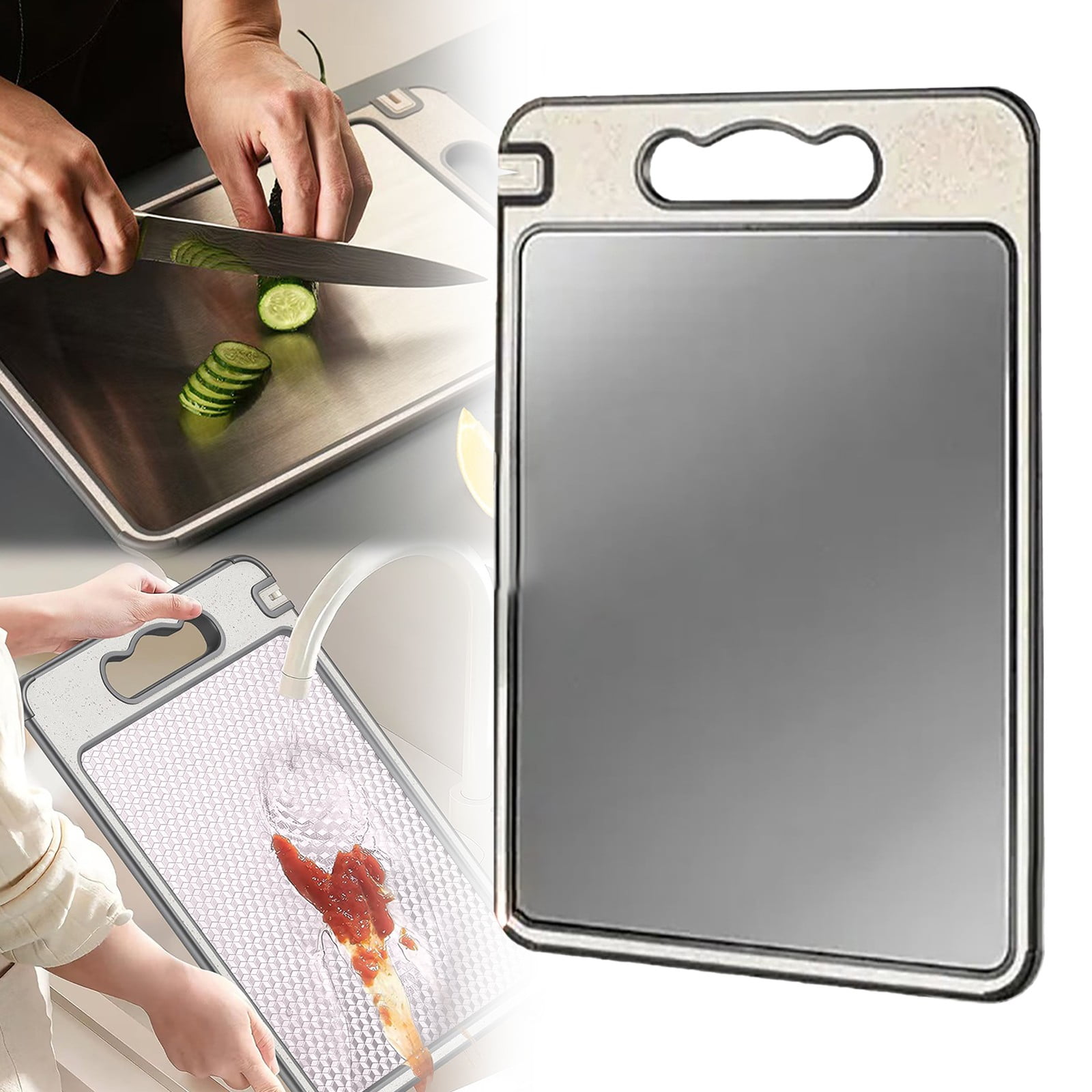 Stainless Steel Cutting Board With Juice Groove 2 In 1 Stainless ...