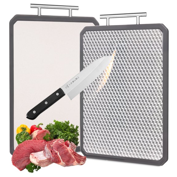 PYYAN-Cutting Board Double Sided,316 Stainless Steel and Wheat Straw PP ...